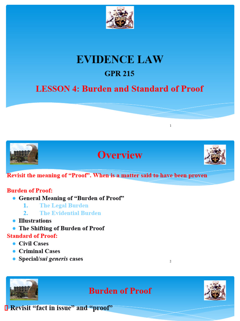 Understanding Burden and Standard of Proof | PDF | Burden Of Proof (Law ...