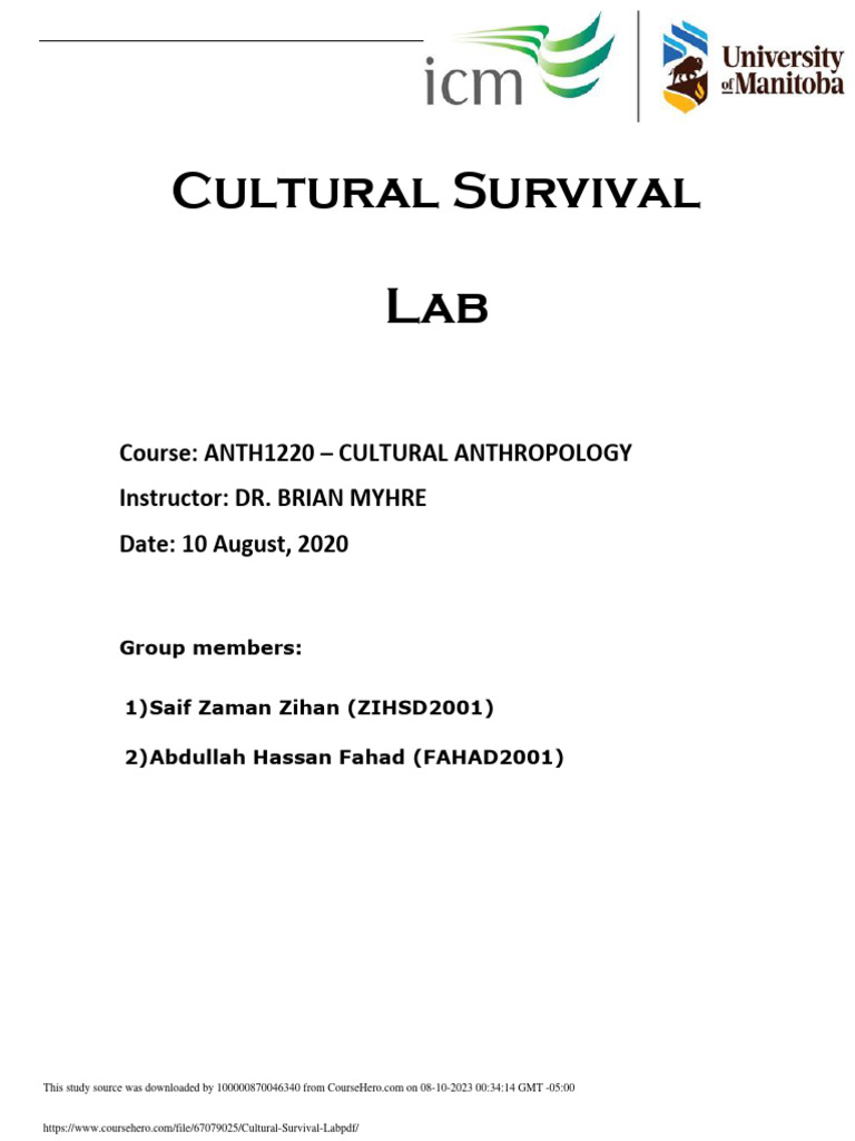Anthropology Survival Project | PDF