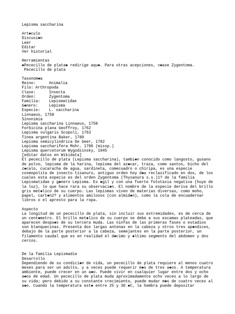 Pececillo de Plata: Lepisma saccharina | PDF | Ordenes de insectos ...