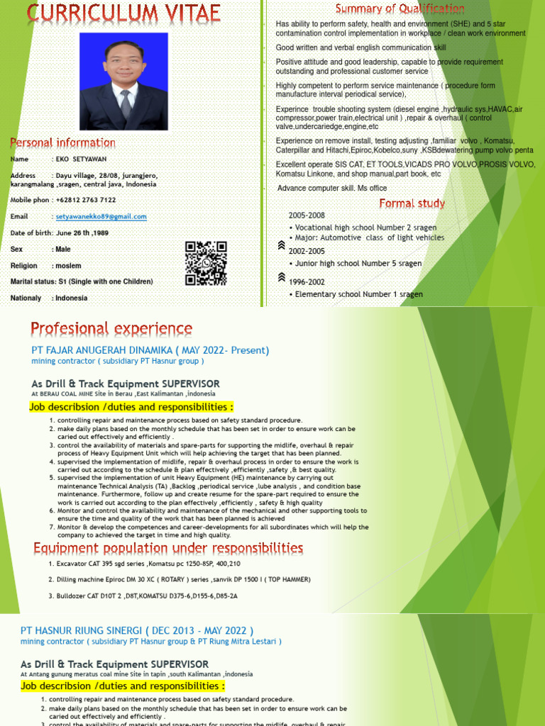 CV - Eko Setyawan International | PDF | Heavy Equipment | Engineering