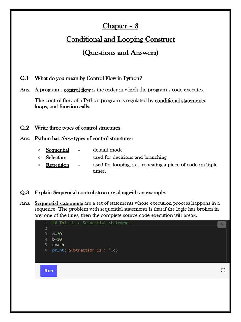 Python ch-3 Questions Answers Full | PDF | Teaching Methods & Materials | Technology & Engineering
