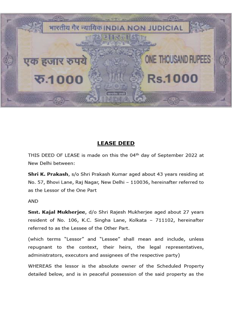 Lease Deed Template | PDF