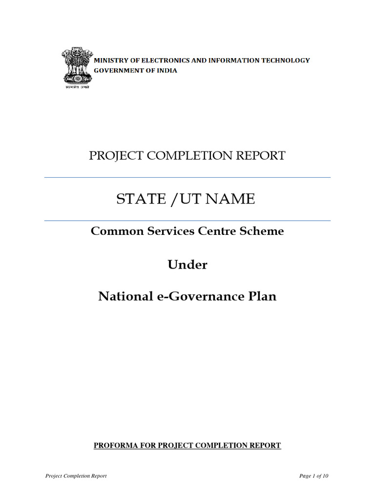 CSC Scheme-NeGP-Project Completion Report Template - 0 | PDF | Economies | Business