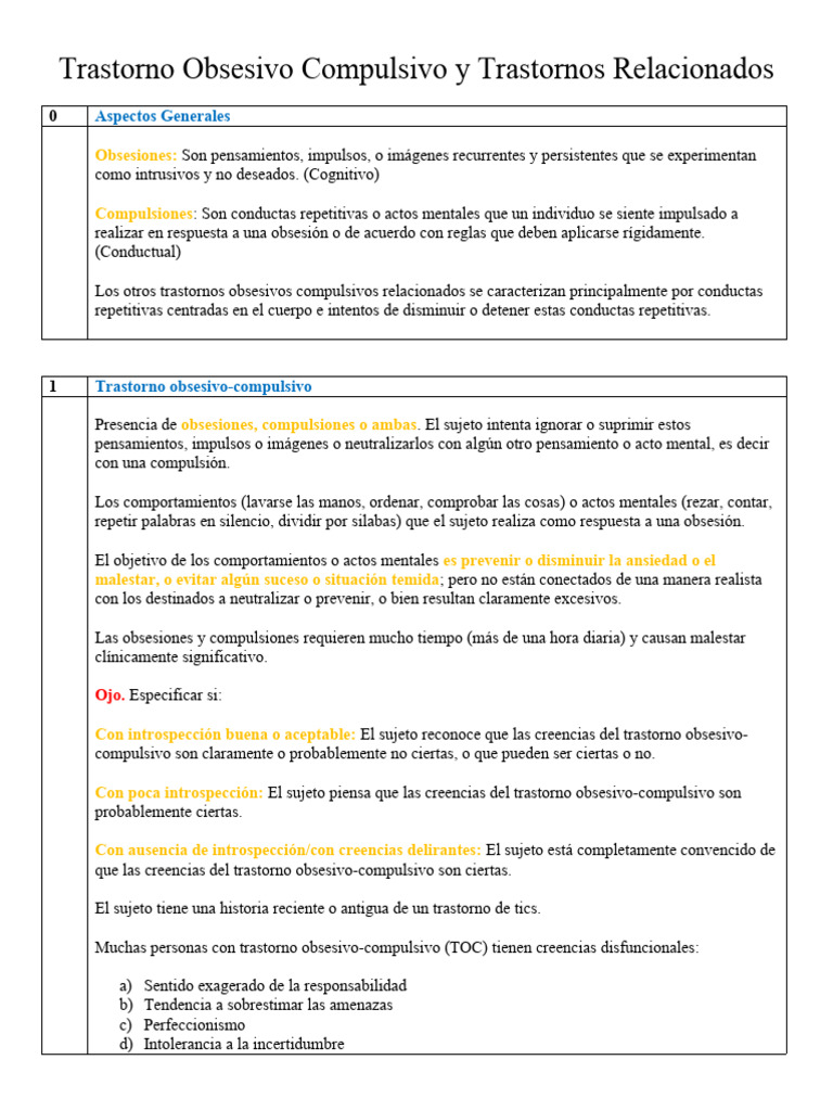 TOC: Obsesiones y Compulsiones Explicadas | PDF | Desorden obsesivo ...
