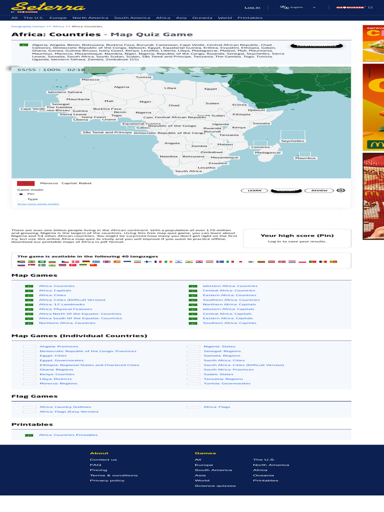 Africa Countries - Map Quiz Game - Seterra | PDF | Africa | Geography