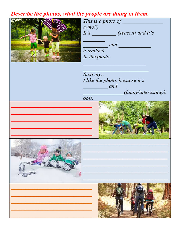 Describing A Photo Picture Description Exercises | PDF | Physical ...