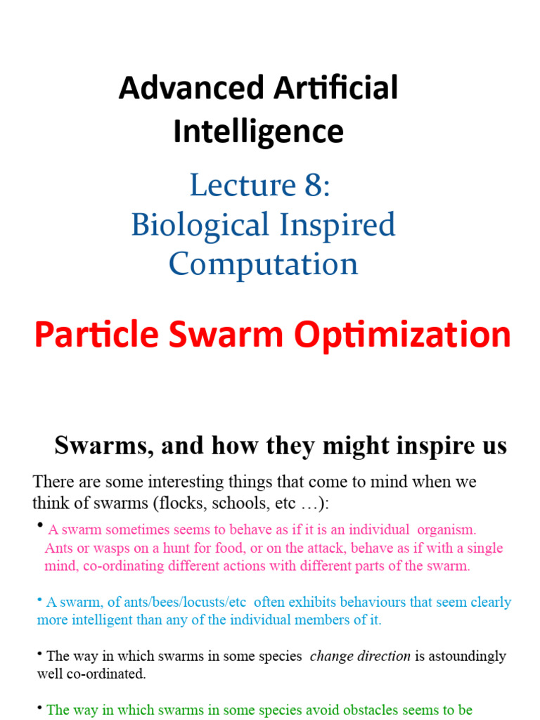 AI Swarm Optimization Lecture | PDF | Artificial Intelligence | Intelligence (AI) & Semantics