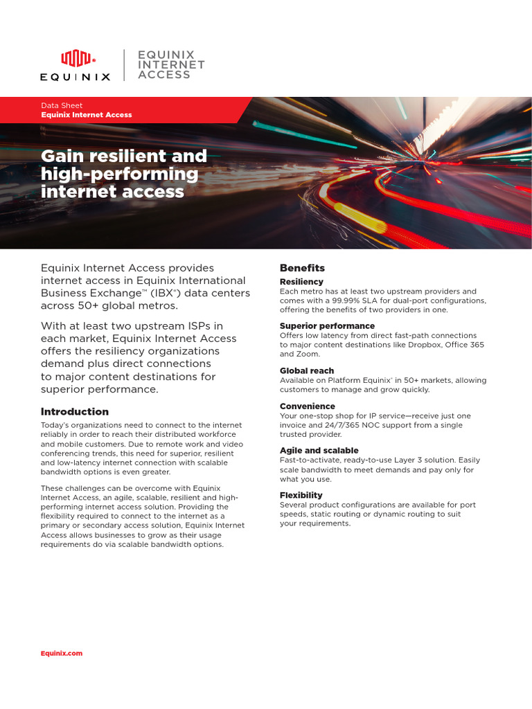 Ds Equinix Internet Access Data Sheet en | PDF | Internet | Ip Address