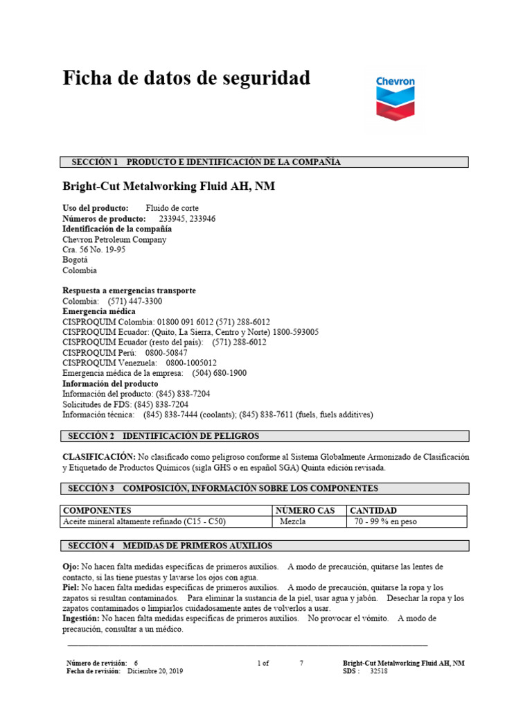 Fluido Corte Bright-Cut: Seguridad y Uso | PDF | Combustión | Contaminación