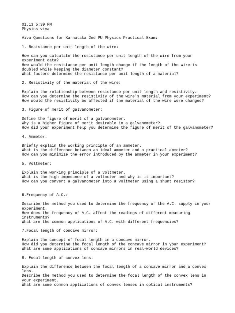 II Pu Physics Viva | PDF | Refractive Index | Refraction