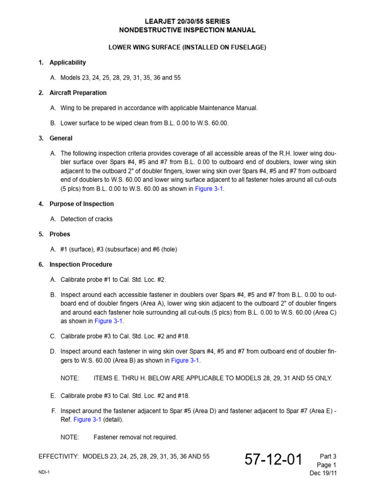 NDI 57-12-01 - Lower Wing Surface (Installed On Fuselage) | PDF ...
