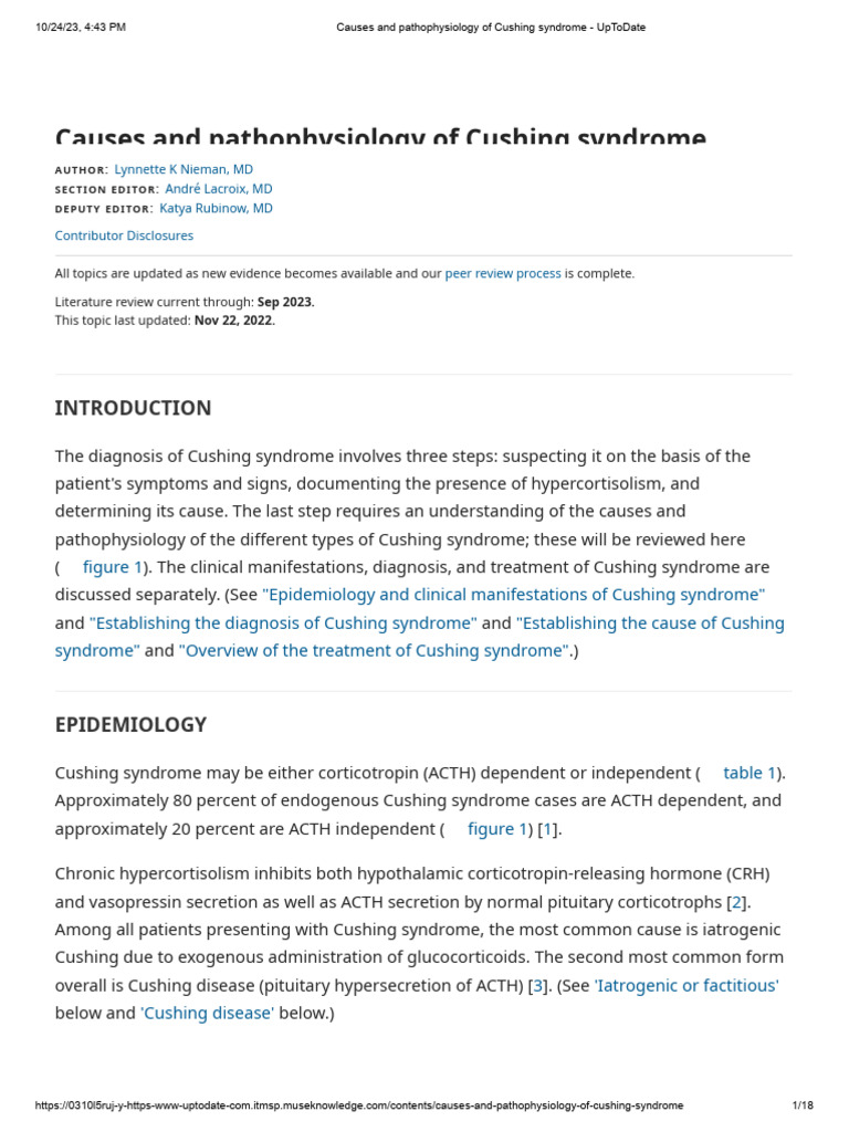 Causes and Pathophysiology of Cushing Syndrome - UpToDate | PDF ...