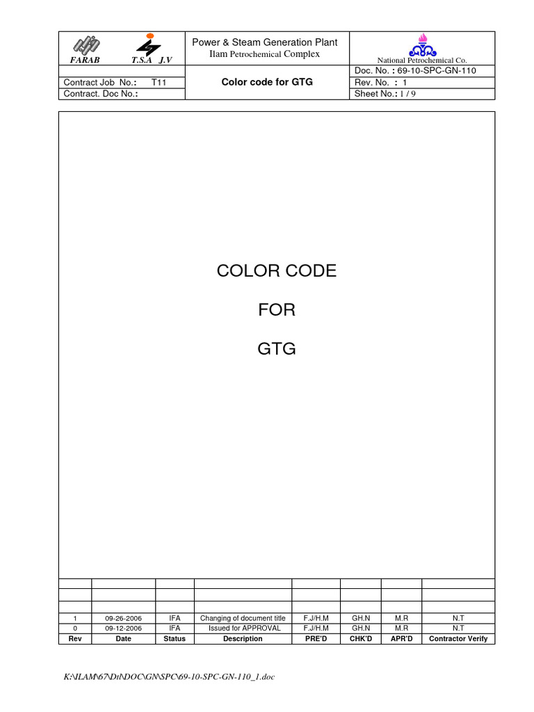 GTG Colour Code | PDF | Pipe (Fluid Conveyance) | Valve