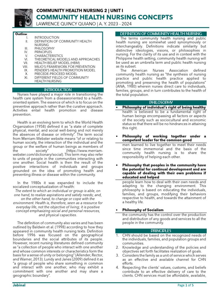 NCM 113 - CHN Concept | PDF | Occupational Safety And Health | Behavior