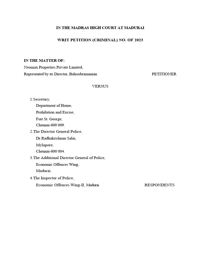 Writ Petition | PDF | Mandamus | Writ