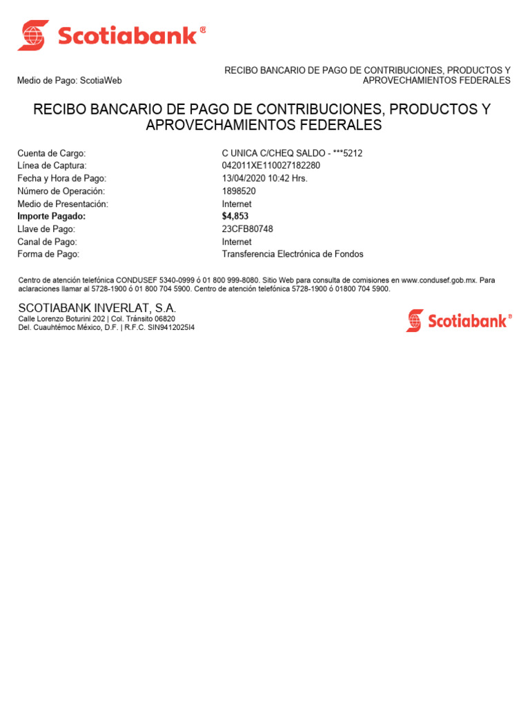 Comprobante de Pago Banco PDF | PDF