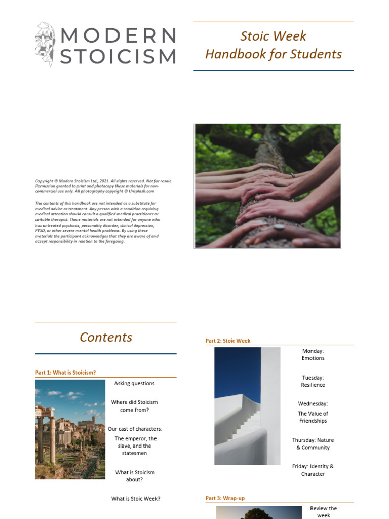 Stoic Week For Students Handbook | PDF | Stoicism | Epictetus