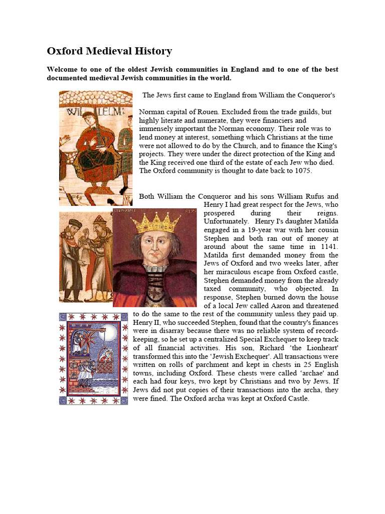 Oxford Medieval Jewish History | PDF | Interest | Jews