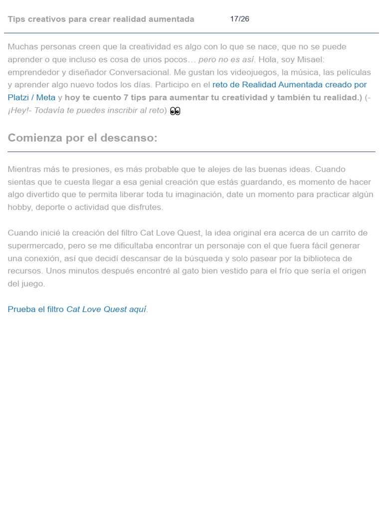 Tips Creativos para Crear Realidad Aumentada | PDF