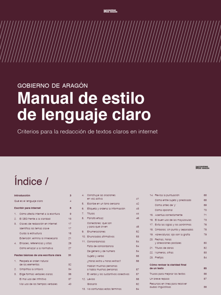 Manual_de_lenguaje_claro_Gobierno_de_Arag_n_1703804925 | PDF | Posicionamiento en buscadores ...