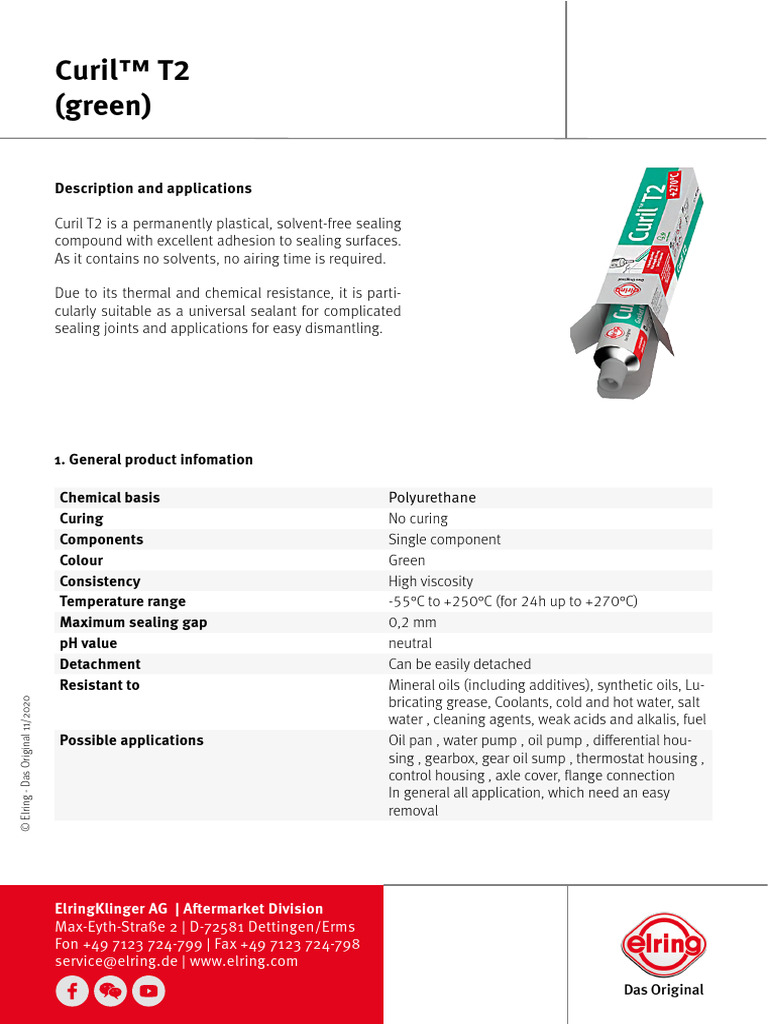 Cola para Mancal - Elring-Curil-T-Tds | PDF | Oil | Water