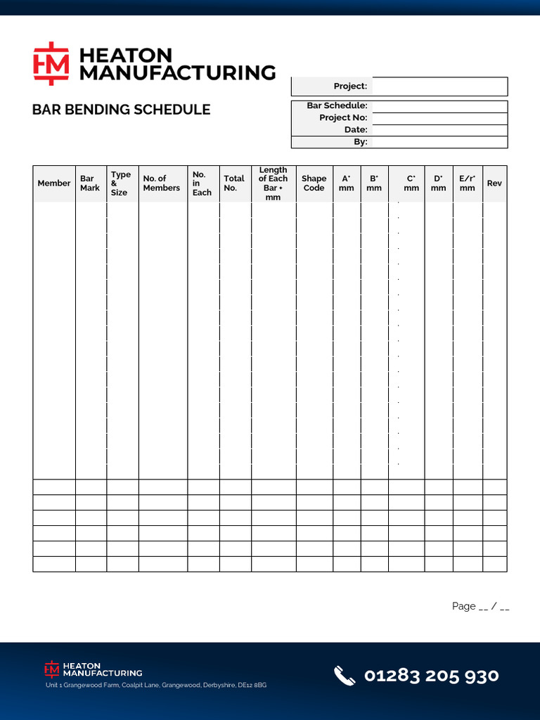 Bar Bending Schedule Details | PDF