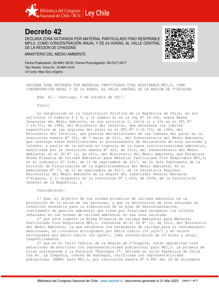 Decreto 42 | PDF | Chile | Ciencias de la Tierra
