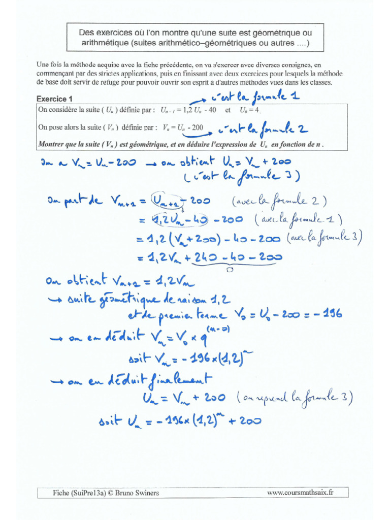 Exercices Montrer Suite Geometrique | PDF
