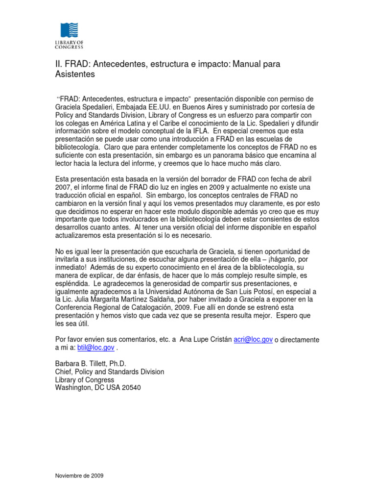 FRAD: Estructura e Impacto en Bibliotecas | PDF