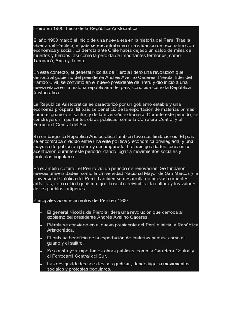 El Perú en 1900 2 | PDF | Perú | America latina