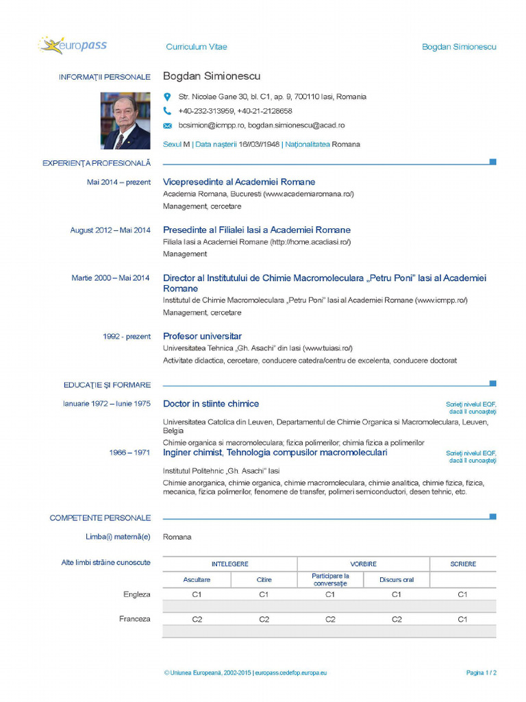 CV Bogdan C Simionescu | PDF