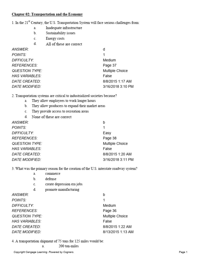 Chapter 02 Transportation and The Economy | PDF | Transport ...