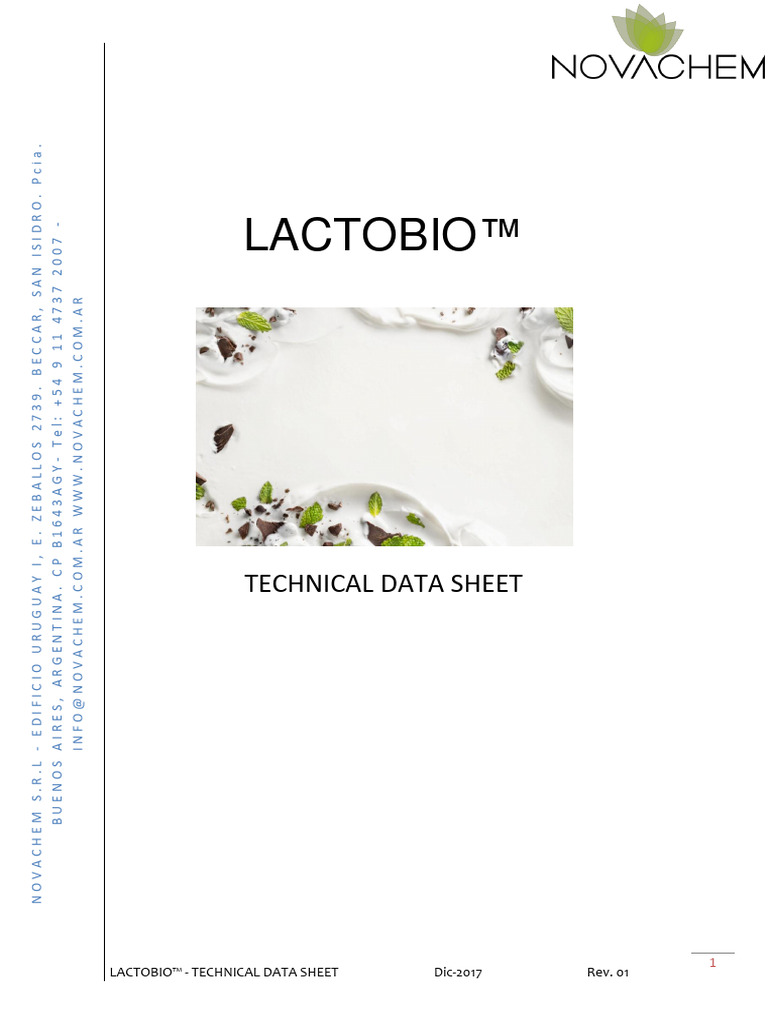 FT Lactobio Rev.01 | PDF | Yogur