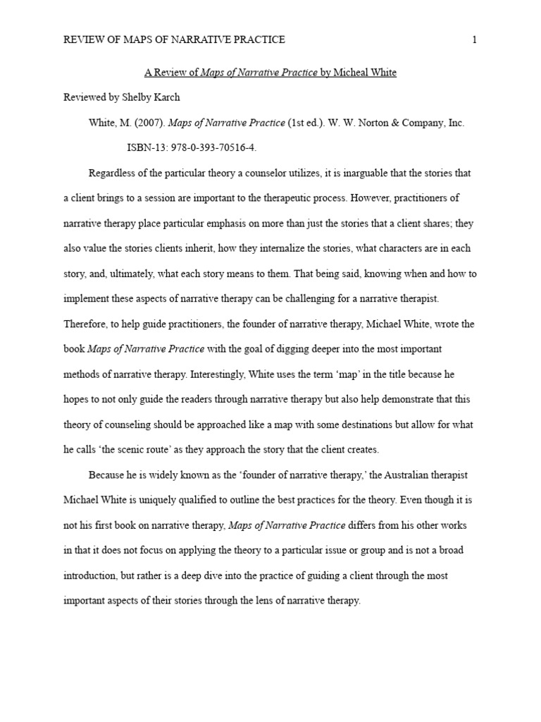 A Review of Maps of Narrative Practice by Micheal White | PDF ...