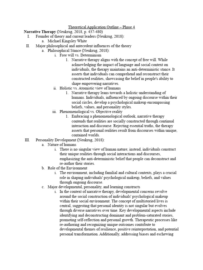 Theoretical Application Outline Phase 4 | PDF | Psychotherapy | Narrative