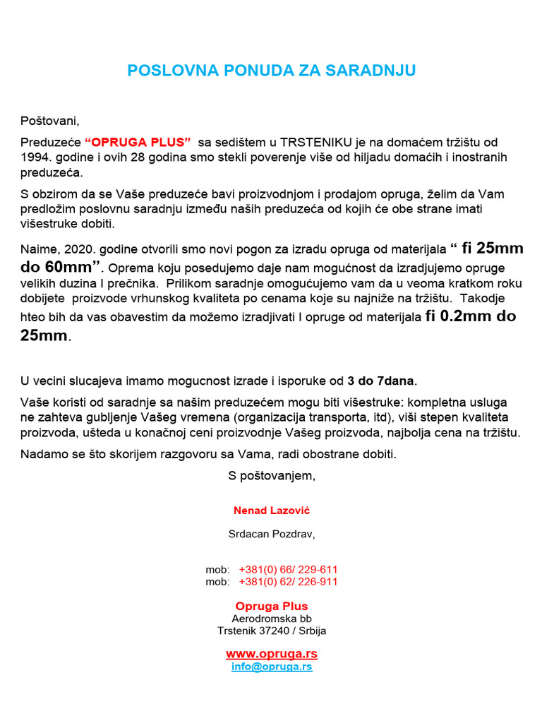 Poslovna Ponuda | PDF