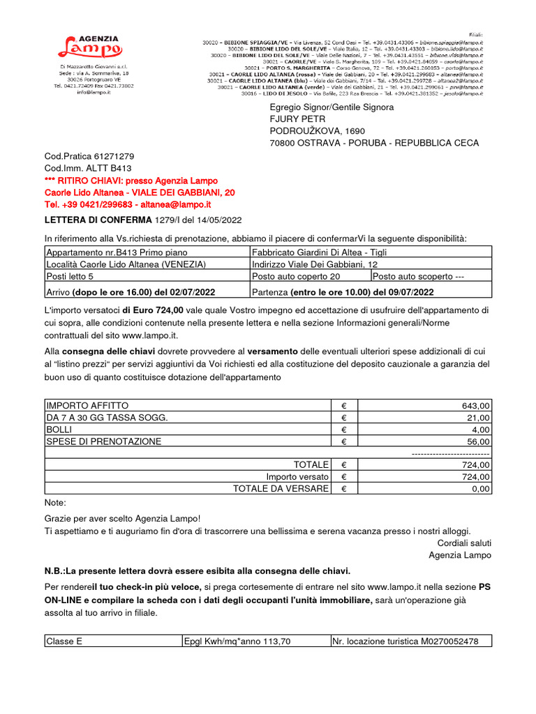 Lettera Di Conferma | PDF