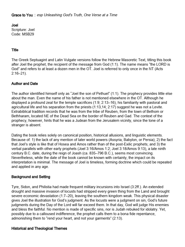 Joel Jan 18 2024 | Download Free PDF | Religious Belief And Doctrine ...