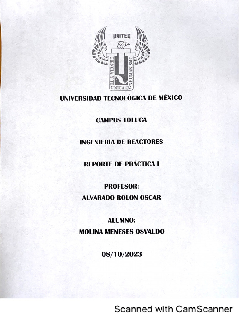 Reporte de Práctica Reactores | PDF