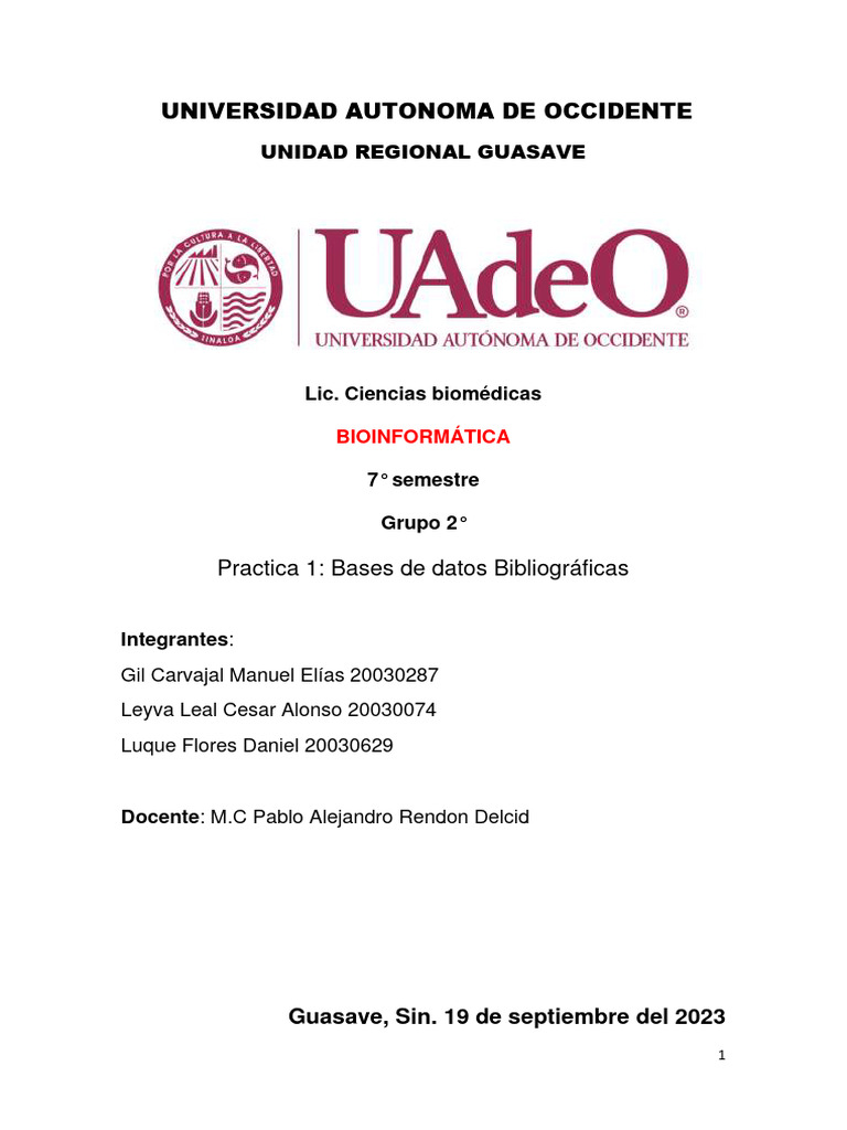 Manuel Elías Gil Carvajal - 20030287 - Bases de Datos Bibliograficas | PDF | Bioinformática ...