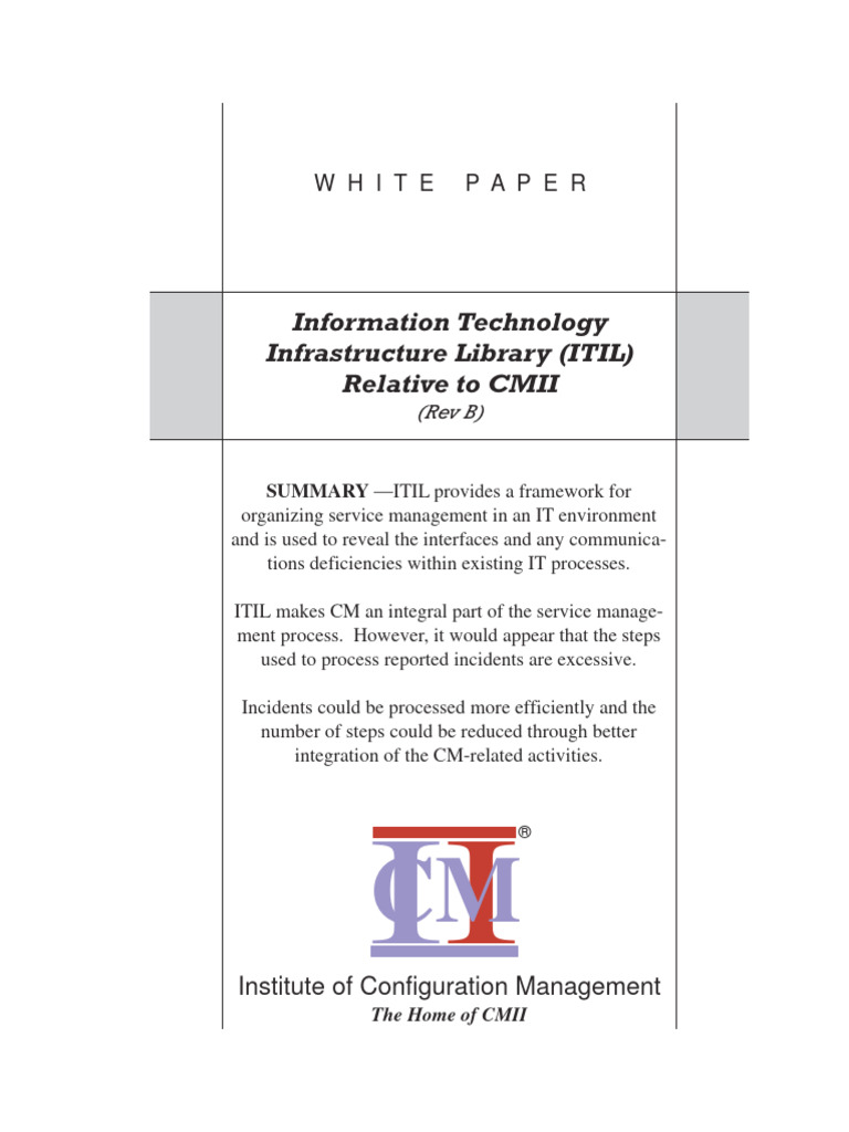 Configuration Management Itil Change Management Cmii | PDF | Computing ...
