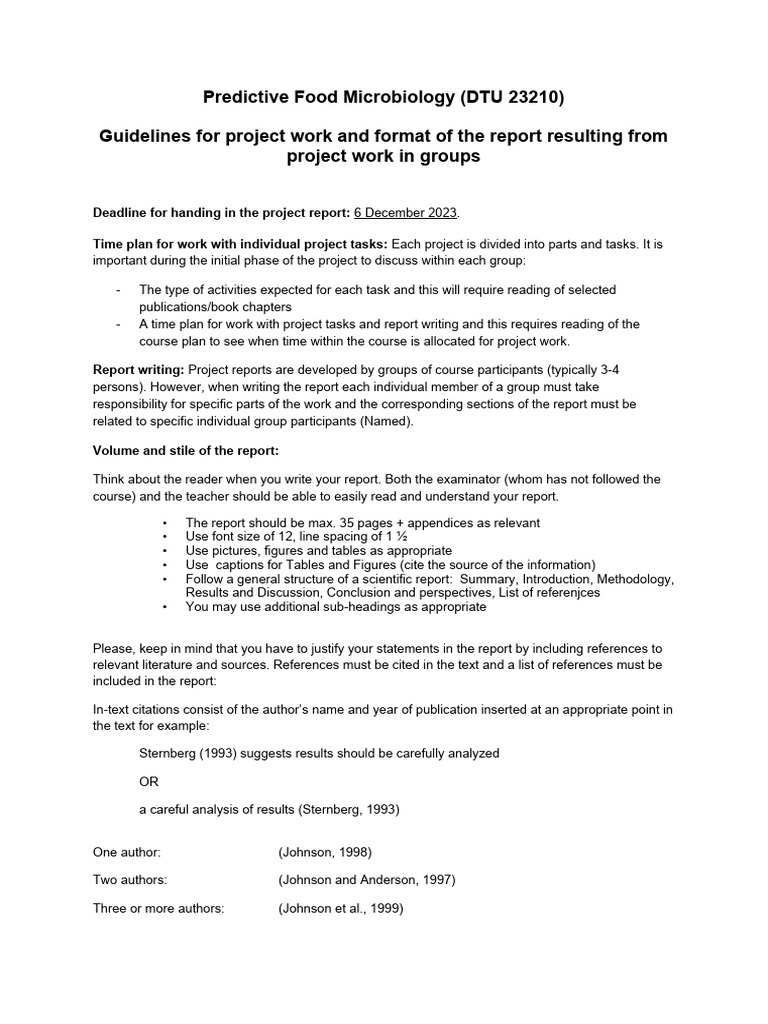 Guidelines For Project Report Pdf Citation Scientific Method