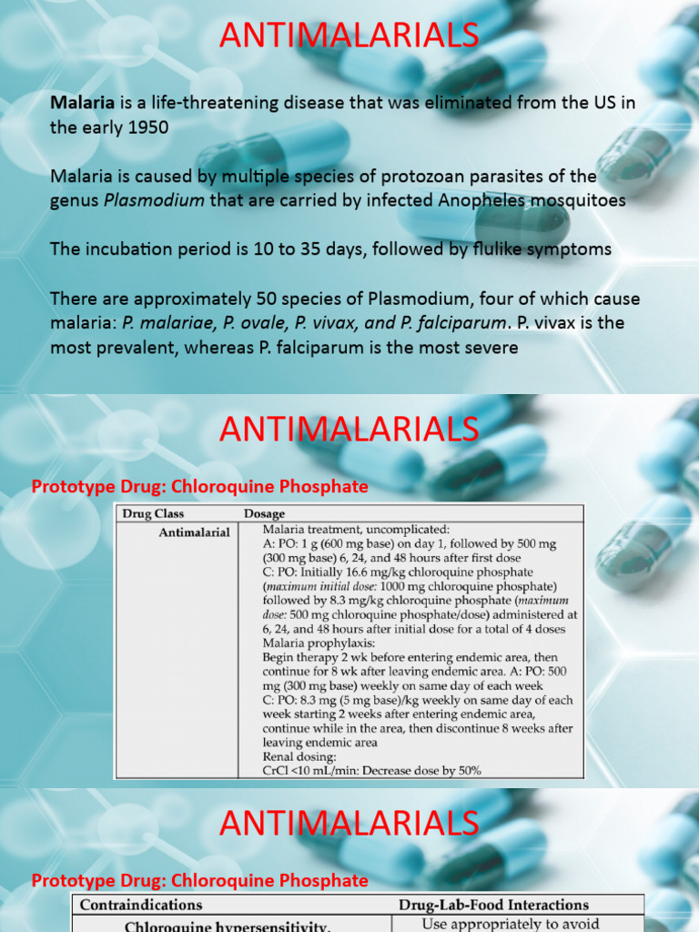 Anti Malarials, Anthelmintics and Peptides | PDF | Malaria | Parasitism