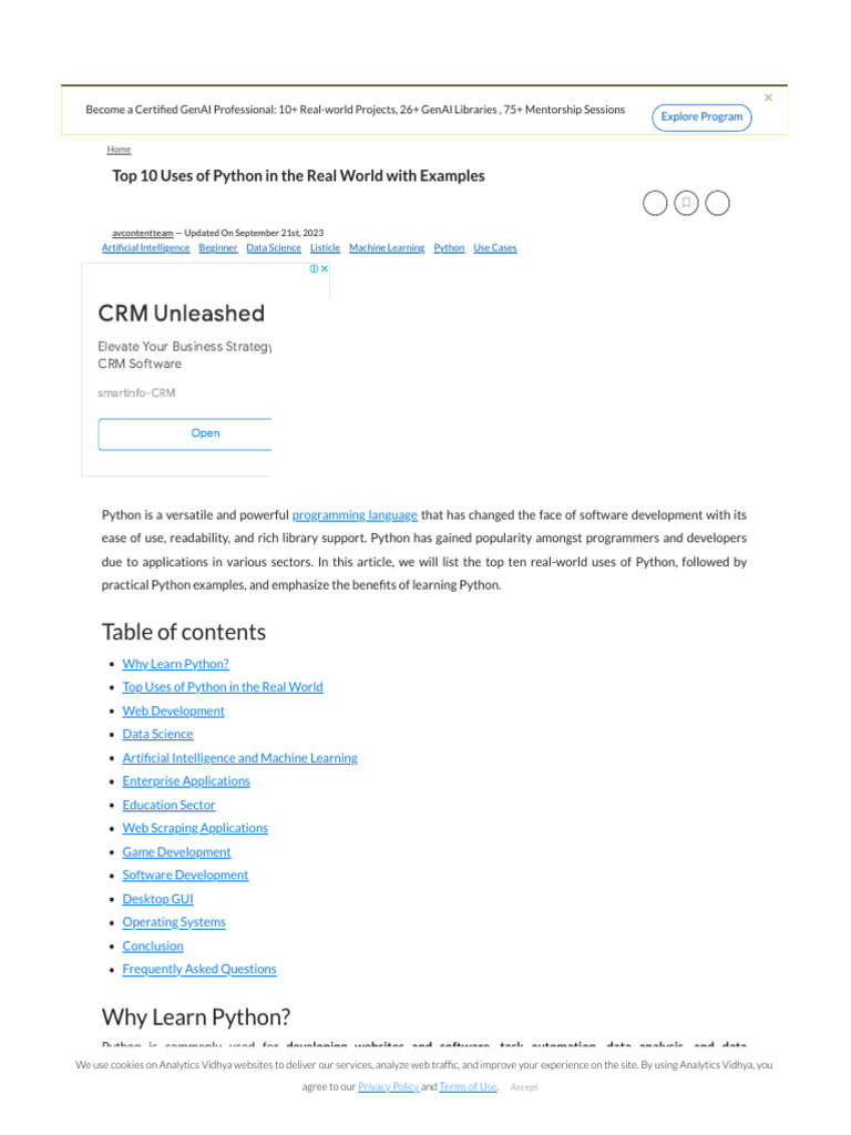 Top 10 Uses of Python in The Real World With Examples | PDF | Python ...