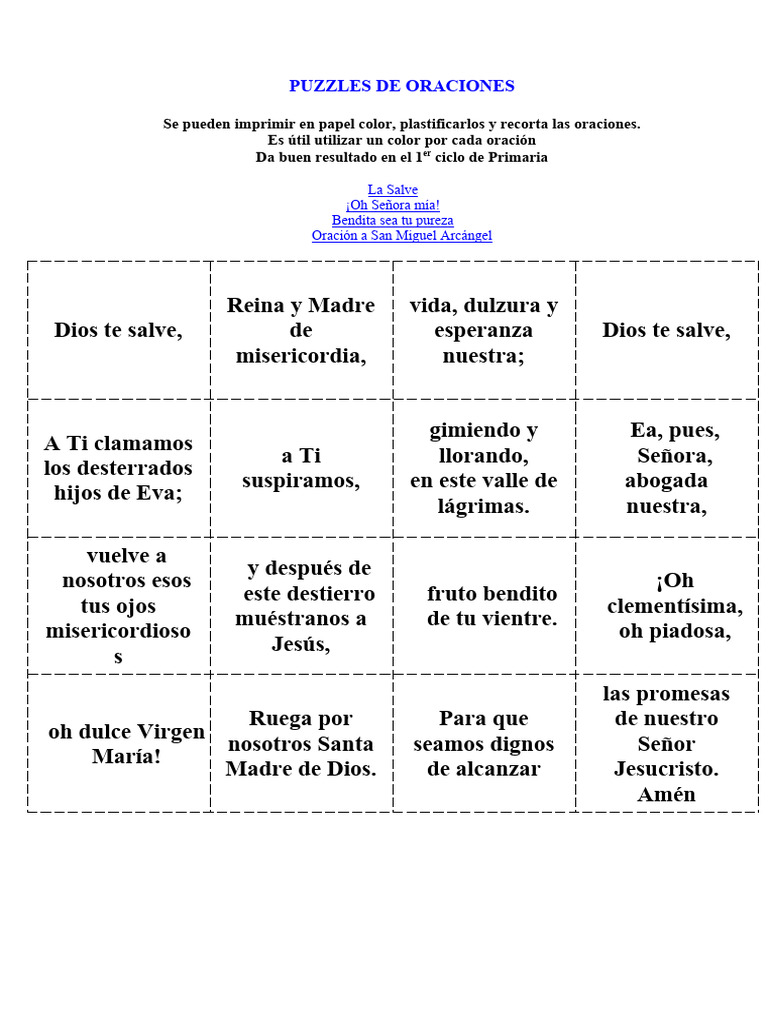 ROMPECABEZAS Oraciones | PDF | Teología | Creencia religiosa y doctrina