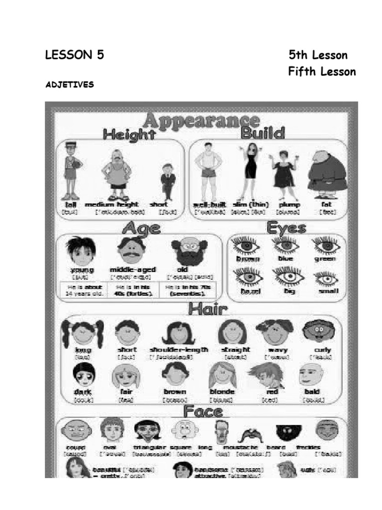 LESSON 5, Adjetives of Description, The Family | PDF