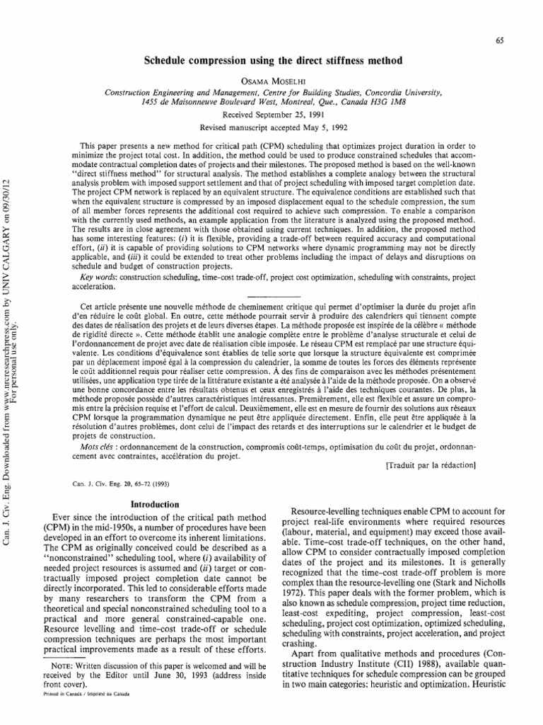 Schedule Compression Using The Direct Stiffness Method | PDF | Mathematical Optimization ...
