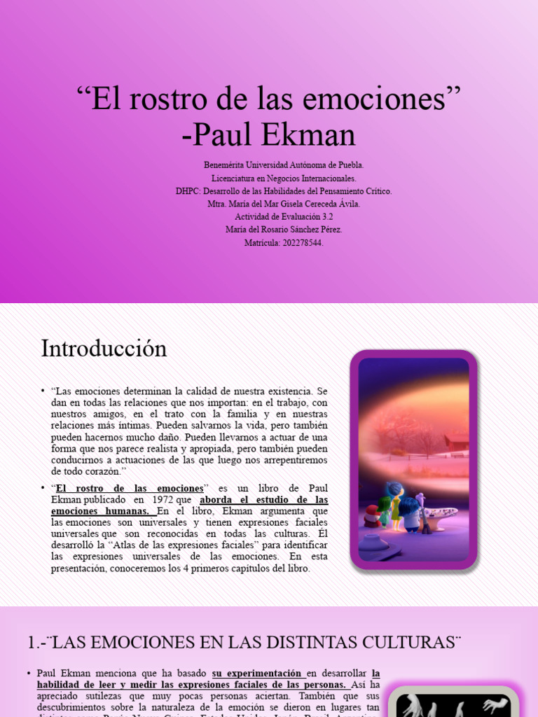 El rostro de las emociones de Paul Ekman | PDF | Las emociones ...