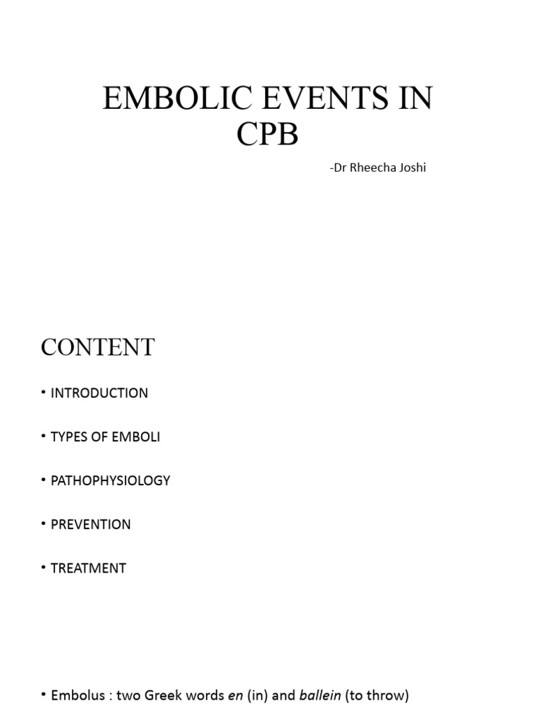 Embolic Events in CPB | PDF | Heart | Embolism