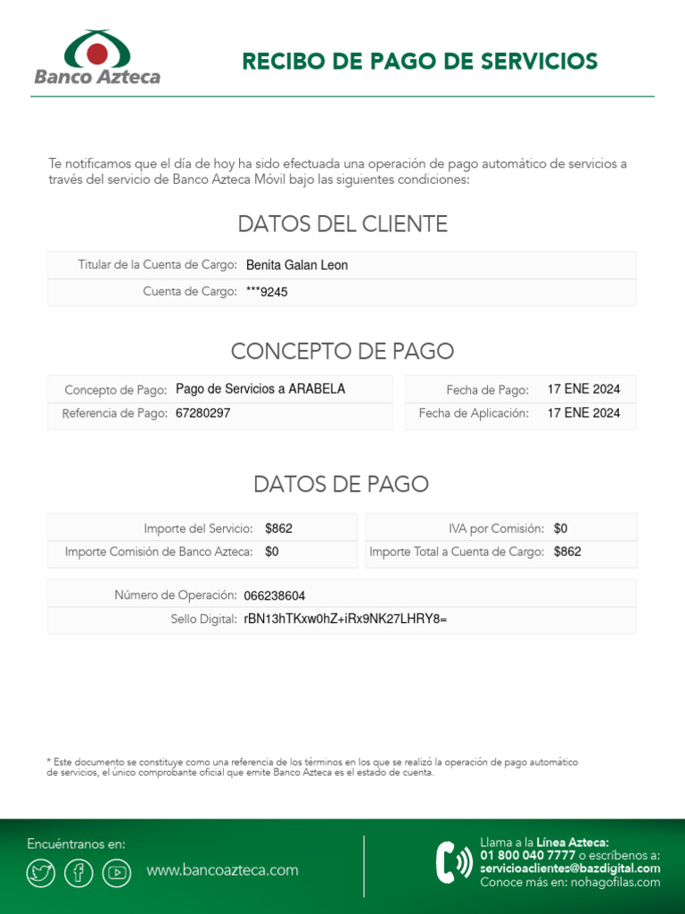 Recibo de Pago de Servicio | PDF